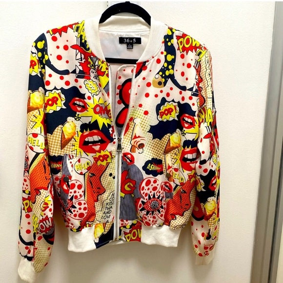 36 Point 5 | Jackets & Coats | 36 Point 5 Graffiti Varsity Jacket ...